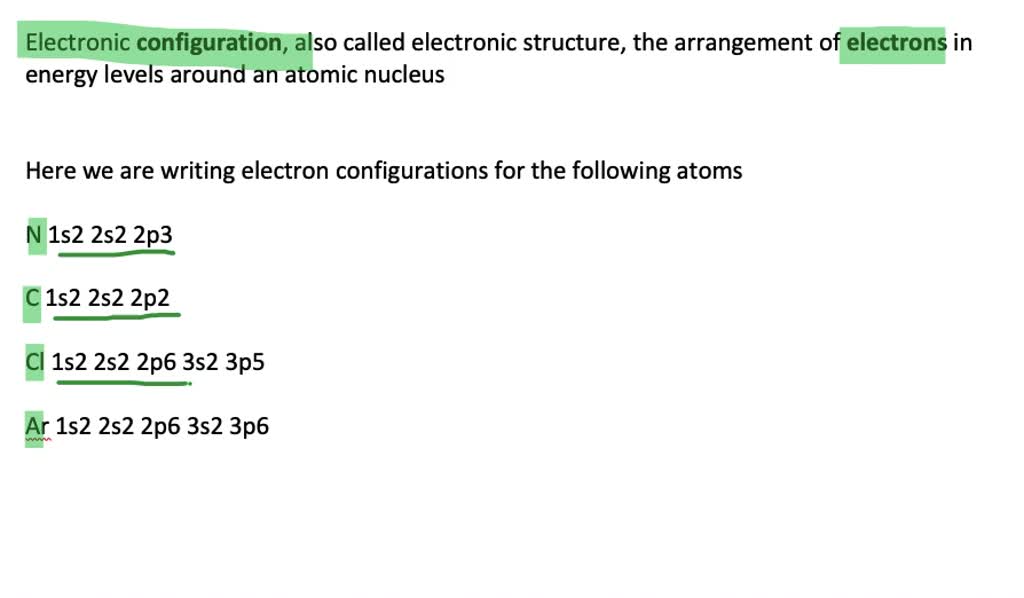 SOLVED:Write an electron configuration for each element and the corresponding Lewis structure ...