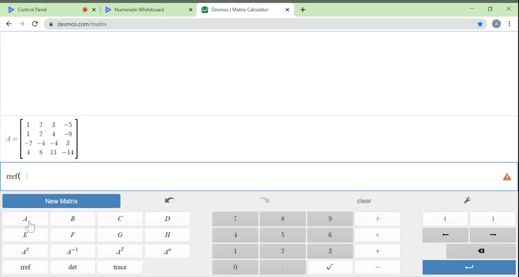 SOLVED:Use the matrix capabilities of a graphing utility to write the matrix in reduced row ...
