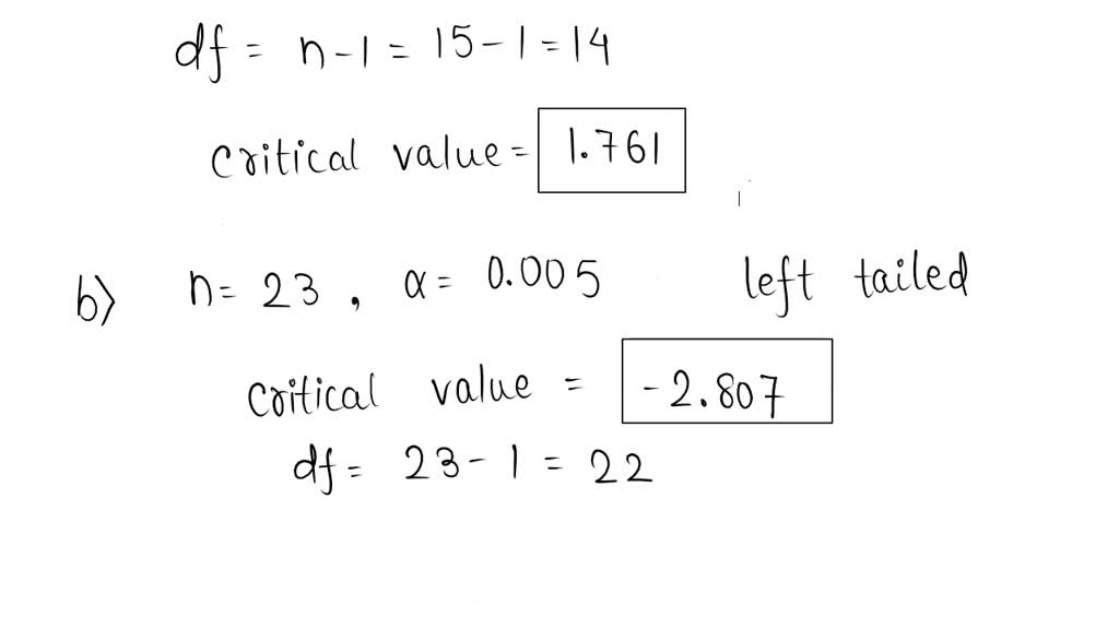 ⏩SOLVED:Find the critical value (or values) for the t test for each ...