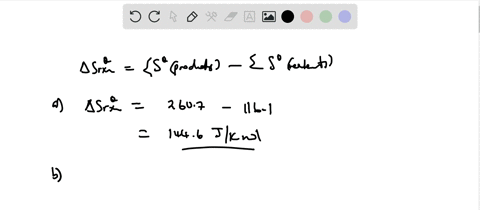 SOLVED:Use the data in Appendix D to calculate the value of ΔSrxn^∘ for each of the following ...