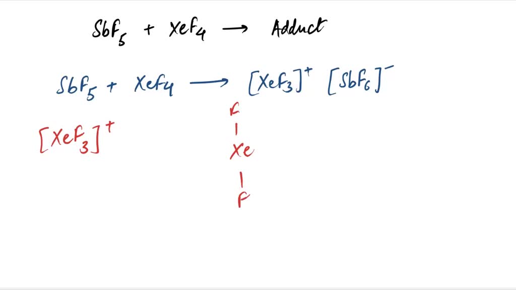 SOLVED:SbF5 reacts with XeF4 to form an adduct. The shapes of cation ...