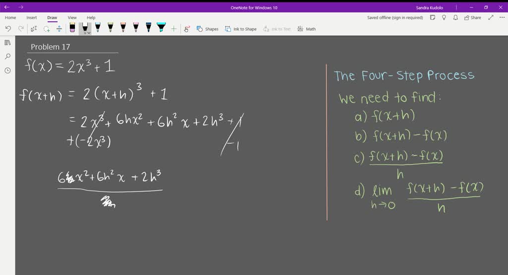 SOLVED:Use the four-step process to find f^{\prime}(x) and then find f ...