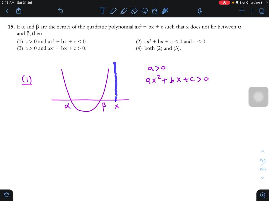 SOLVED: If alpha and beta are the zeroes of the polynomial 2x^2+7x+5, then value of alpha+beta ...