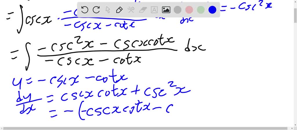 SOLVED:Integrals of cotx and cscx. Prove that ∫cscx d x=-ln|cscx+cotx|+C . (Hint: See the proof ...