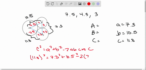 SOLVED:The three circles are arranged so that they touch each other, as ...