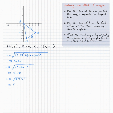 SOLVED:In Exercises 35–36, the three given points are the vertices of a triangle. Solve each ...