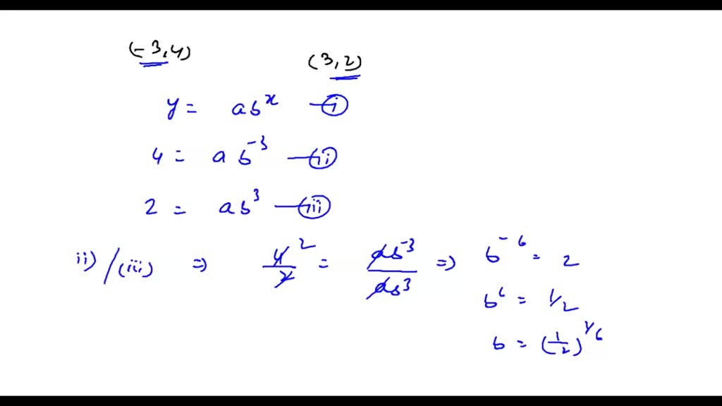SOLVED:Find a formula for an exponential function passing through the ...