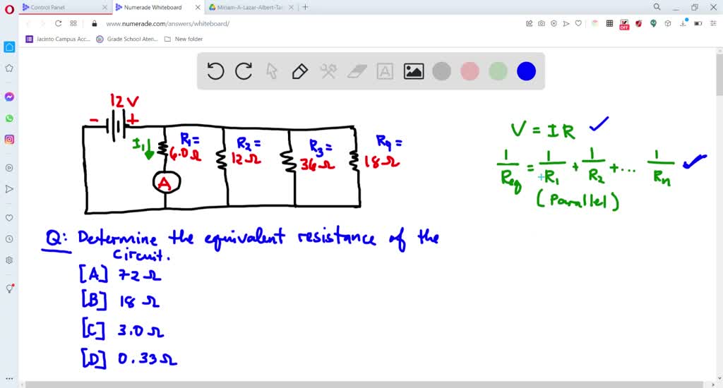 SOLVED:What is the equivalent resistance of this circuit? (A) 72 Ω(B ...
