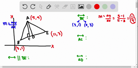 SOLVED:Given the diagram as marked, with AC an altitude and AD a median, find the slope of each ...