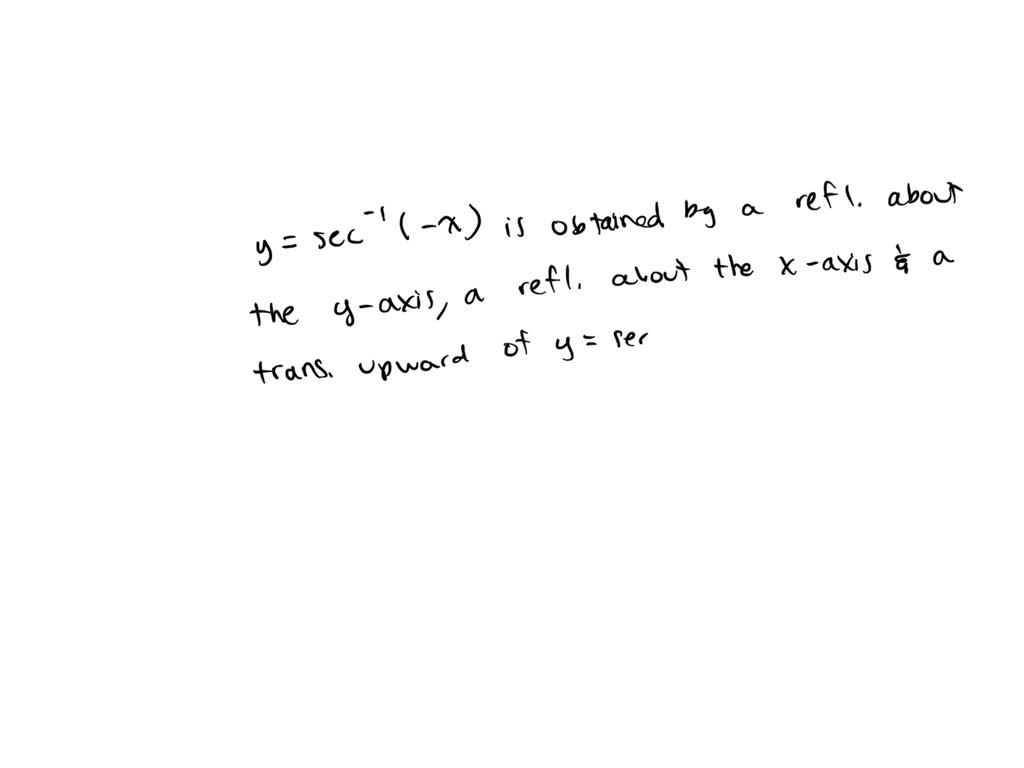 SOLVED:a. (Geometric) Here is a pictorial proof that sec^-1(-x)= π-sec ...