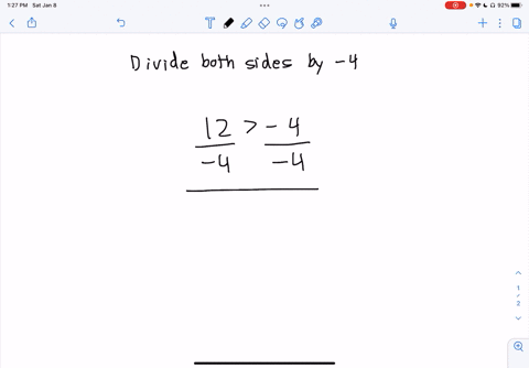 SOLVED:The Division Property of Inequality requires that we reverse the ...