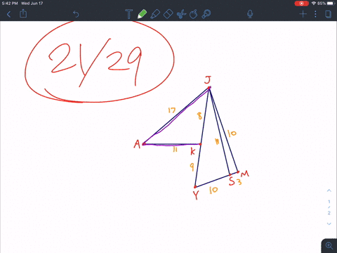 SOLVED:Determine the relationship between the measures of the given angles. ∠K A J, ∠A J K ...