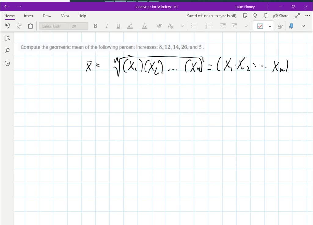 Compute the geometric mean of the following percent increases: 8,12,14 ...