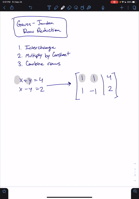 SOLVED:Use Gauss-Jordan row reduction to solve the given systems of ...