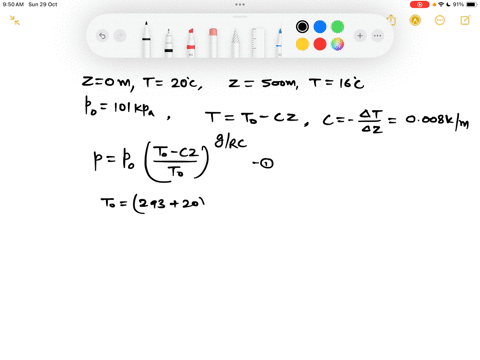⏩SOLVED:The equation p(z)=p0 e^-g z / R T0 is a good approximation… | Numerade