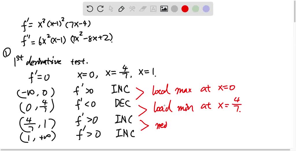 SOLVED: (a) Find the critical numbers of f(x)=x^4(x-1)^3 (b) What does ...