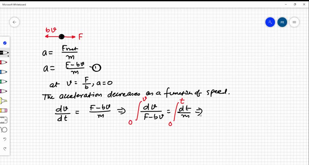 A particle, initially at rest is subject to two forces, one is constant ...