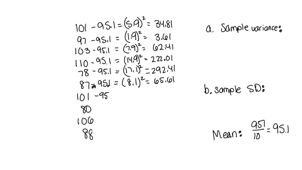 Solved A Compute The Sample Variance B Determine The Sample Standard
