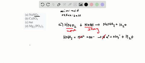 SOLVED:Identify the acid and base used to form these salts, and write ...