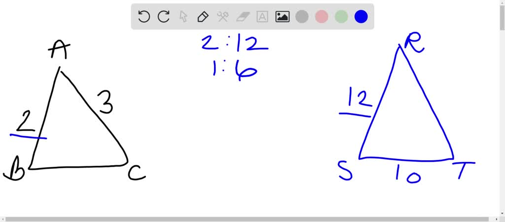 SOLVED:If triangle A B C is similar to triangle RST, find the remaining two sides given the ...