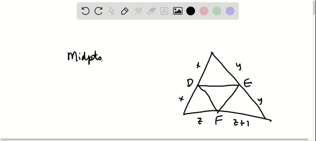 SOLVED: Name all the points shown that must be midpoints of the sides ...