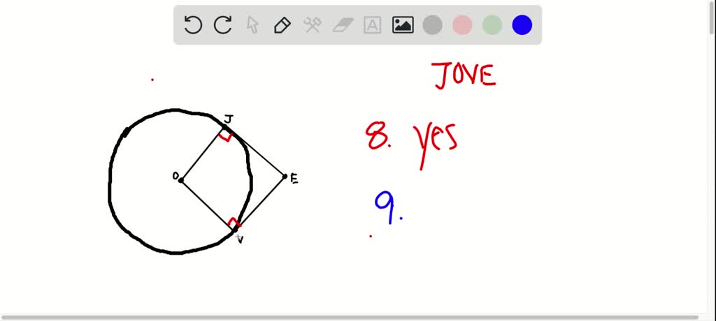 SOLVED:In the figure below, EJ and EV are tangent to circle O. Explain ...