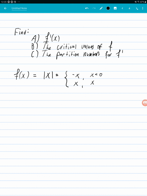 SOLVED:Find (A) f^'(x),(B) the critical values off f, and (C) the partition numbers for f^'. f(x ...