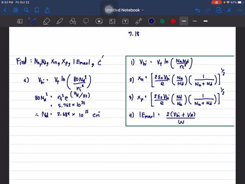 An ideal one-sided silicon p^+ n junction at T=300 K is uniformly doped ...