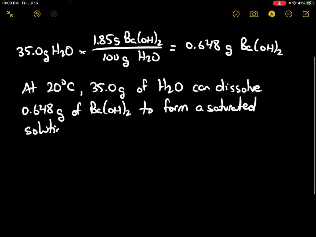 SOLVED:The solubility of barium hydroxide in water at 20^∘ C is 1.85 g ...