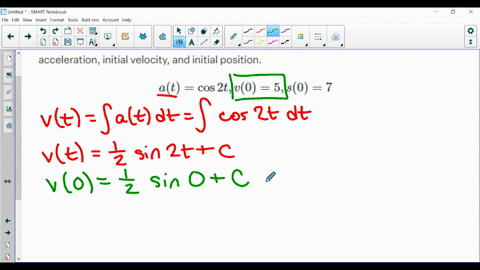 Find the position and velocity of an object moving along a straight line with the given ...