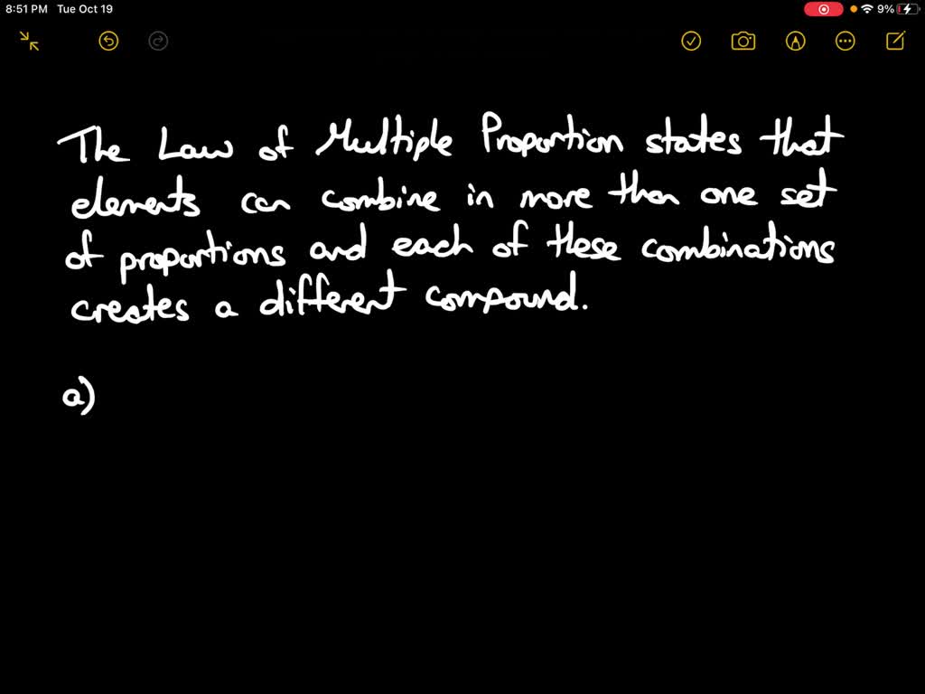 SOLVED:State the law of multiple proportions. For a fixed mass of the ...