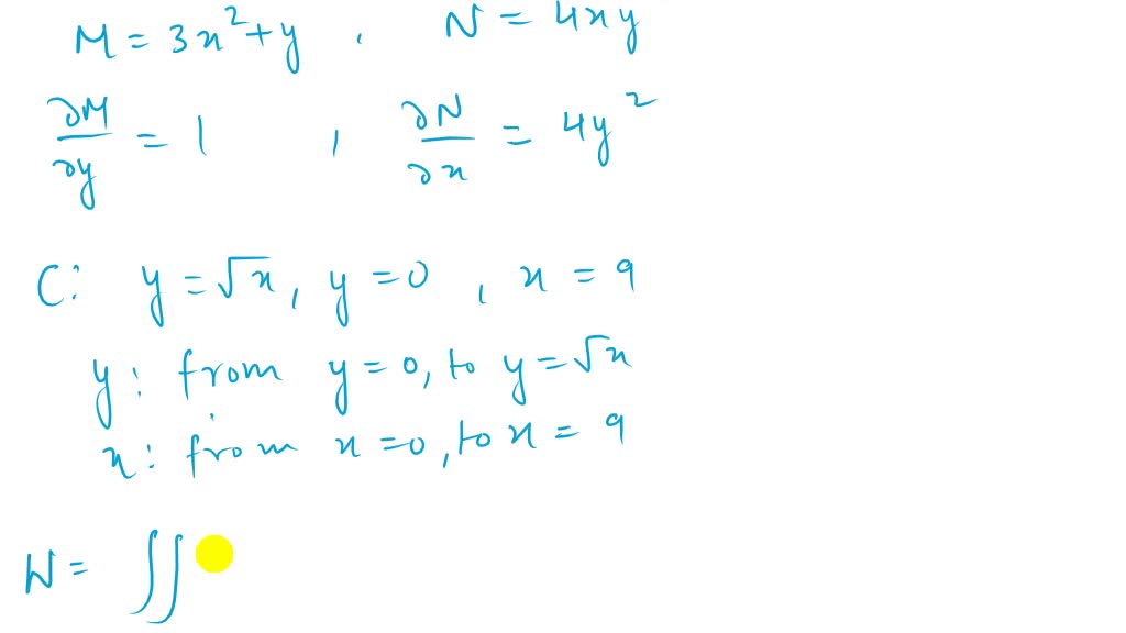 SOLVED:Use Green's Theorem to calculate the work done by the force F on ...