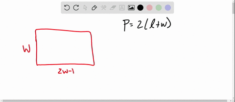 SOLVED:A rectangle has width w . Its length is one less than twice its width. Write an ...
