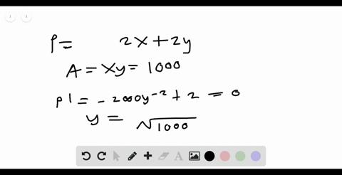 SOLVED:Find the dimensions of a rectangle with area 1000 m^2 whose perimeter is as small as ...