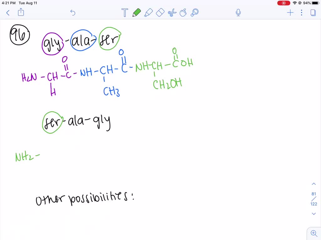 SOLVED:Draw the structures of the tripeptides gly-ala-ser and serala ...