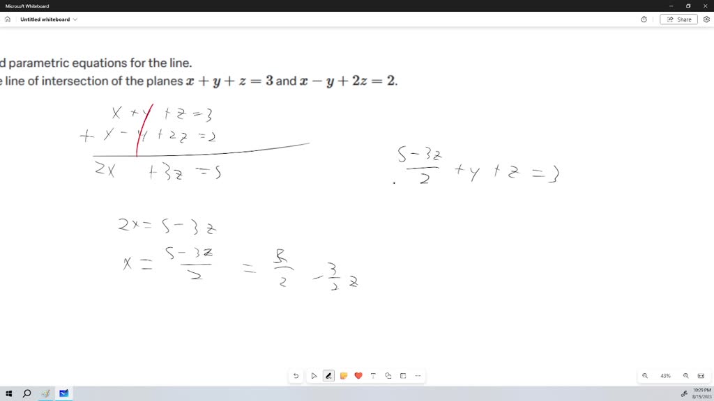 SOLVED: The two planes 2x + 3y—4z-—6=0 and 3x -—y+2z+4=0 intersect in a line. (That is, the ...