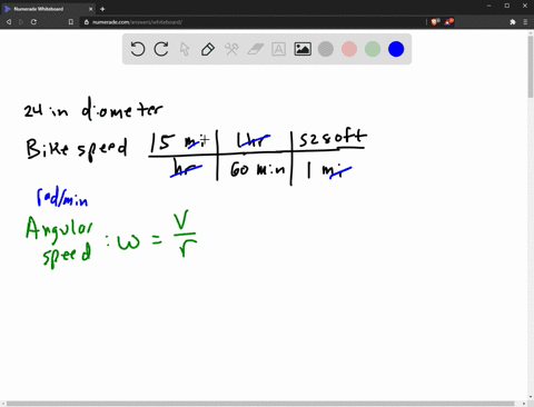 SOLVED: bicycle with 24-inch diameter wheels is traveling at 21 mi/h: Find the angular speed of ...