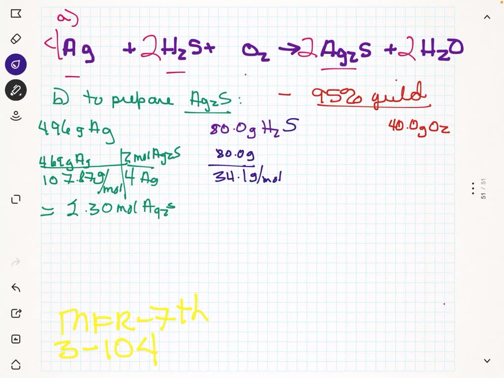 SOLVED:Silver sulfide, the tarnish on silverware, comes from reaction ...