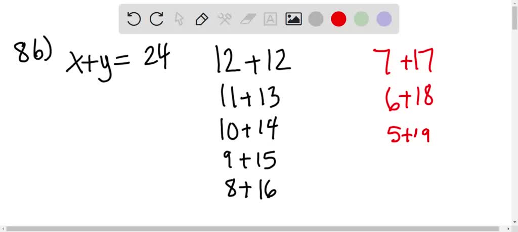 SOLVED:Among all pairs of numbers whose sum is 24, find a pair whose product is as large as ...