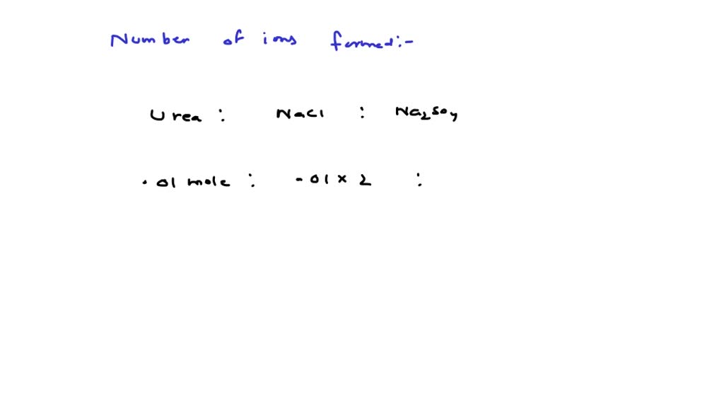 The depression in f.p. of 0.01 m aqueous solution of urea, sodium chloride and sodium sulphate ...