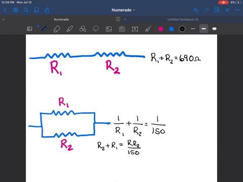 SOLVED:Two resistors connected in series have an equivalent resistance ...