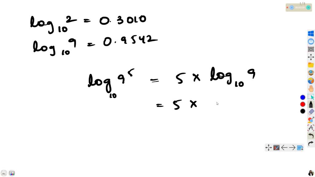 SOLVED: To four decimal places, the values of log10 2 and log10 9 are ...