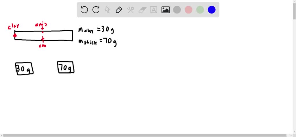 A 70 -g meter stick has a 30 -g piece of modeling clay attached to the end. Where should you ...