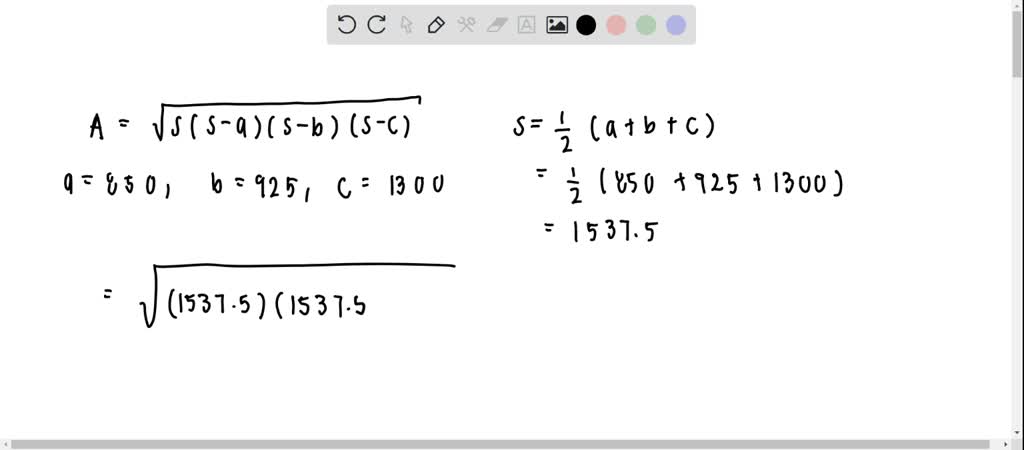 SOLVED:Heron's formula gives a method of finding the area of a triangle ...