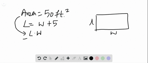 SOLVED: The length of a rectangle is 5 feet more than the width. The ...