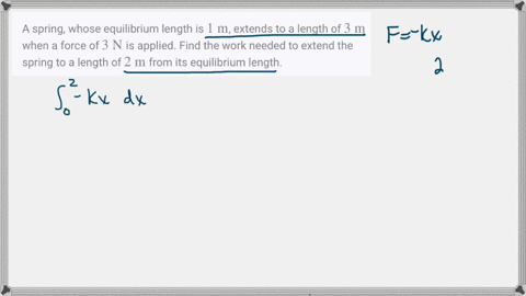 SOLVED:A spring, whose equilibrium length is 1 m, extends to a length ...