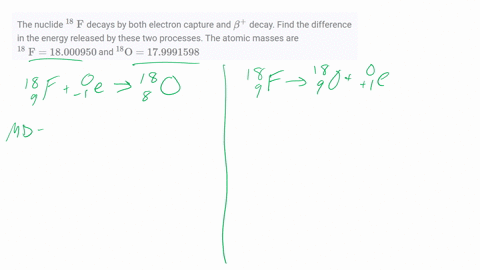 SOLVED:The nuclide ^18 F decays by both electron capture and β^+ decay ...