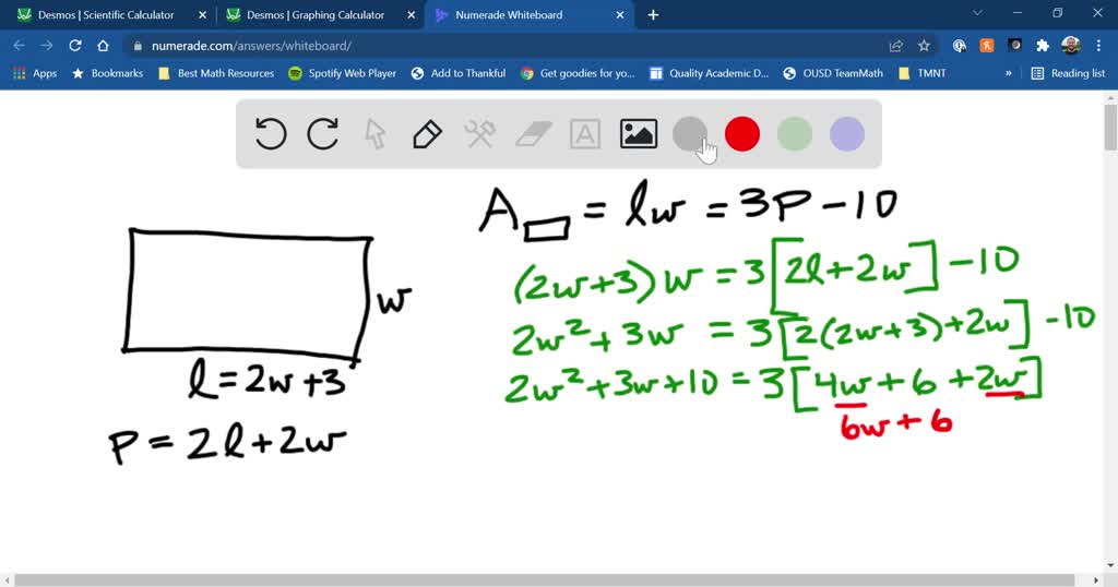 SOLVED:The length of a rectangle is twice its width. The perimeter is ...