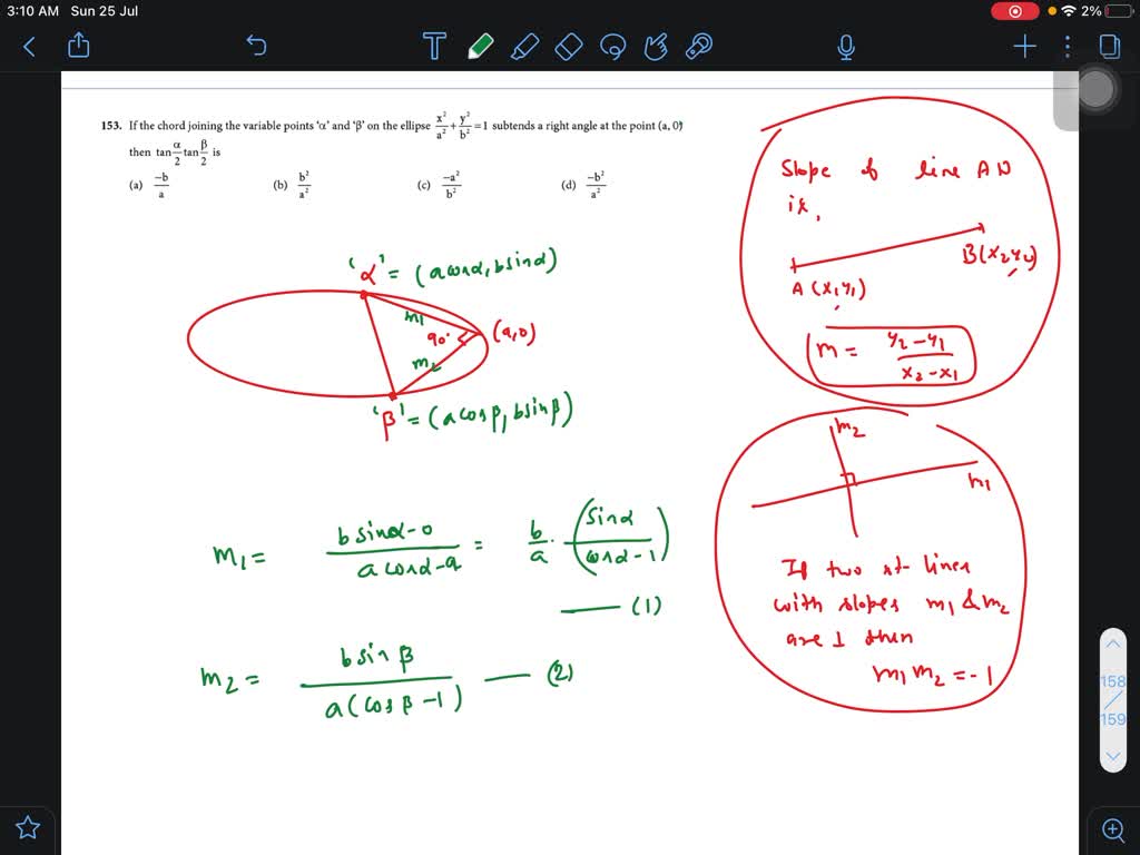 SOLVED:Show that the equation of the chord joining the points P(a cosϕ ...