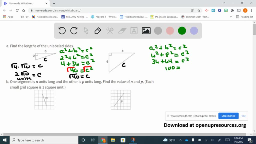 SOLVED:a. Find the lengths o fthe unlabeled sides, b. One segment is n ...